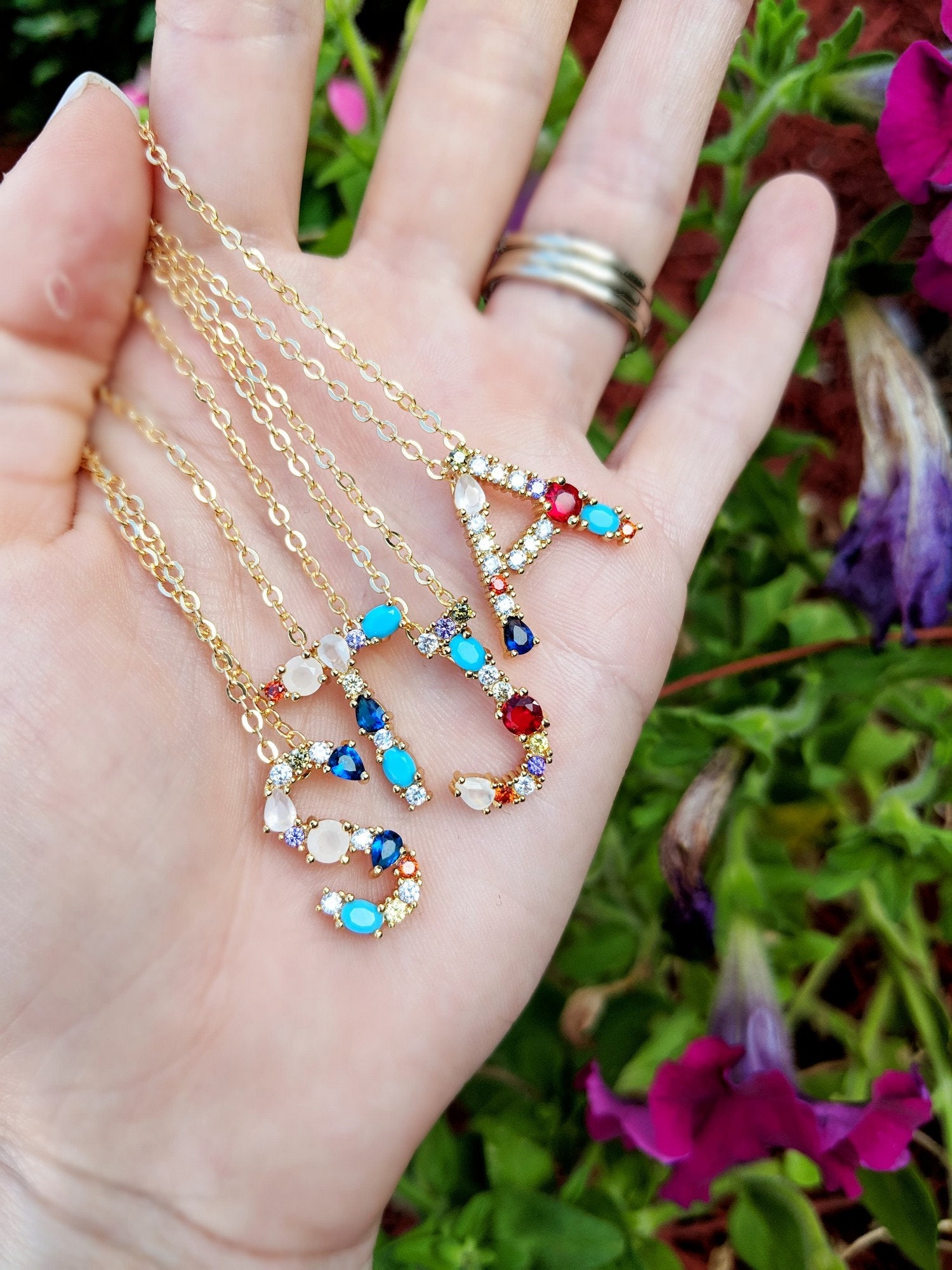 Initial crystal necklace store