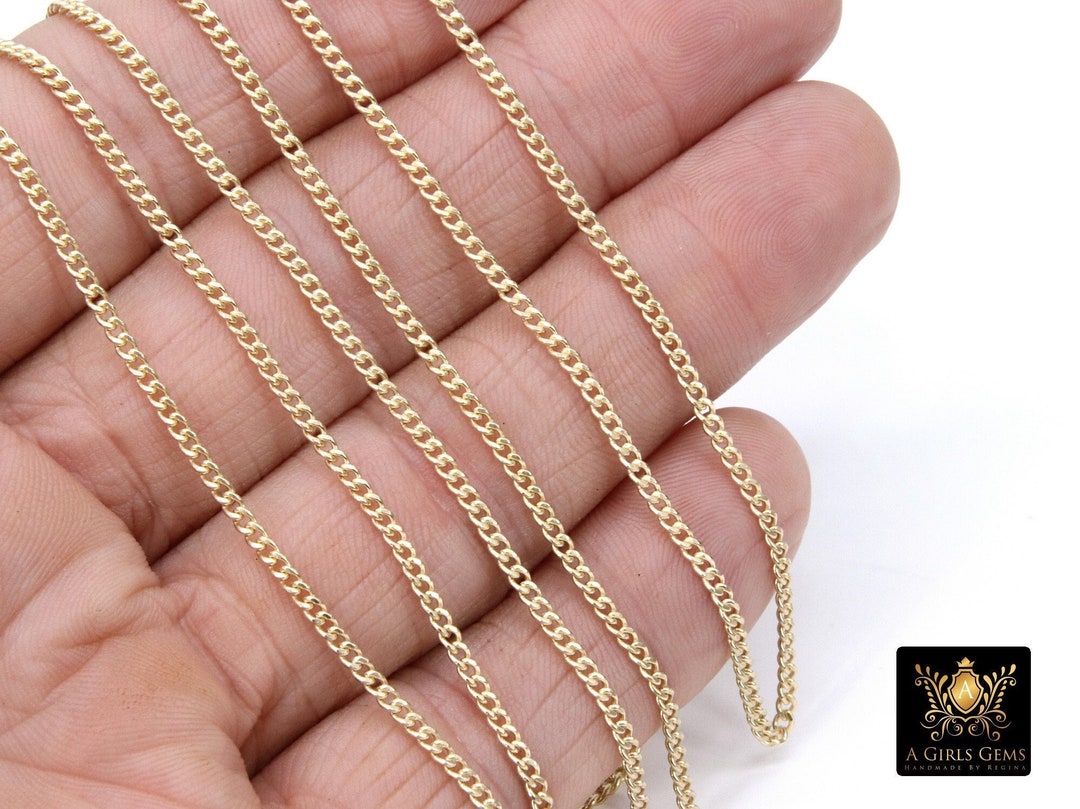 14 K Gold Filled Curb Chain, 2.7 Mm 14 20 Gold Dainty Curb Chain CH ...