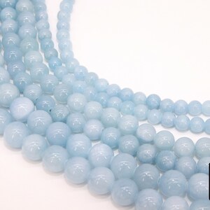 Powder Blue Beads, Smooth Round Light Blue Beads BS# 120, Size 6 Mm 8 ...