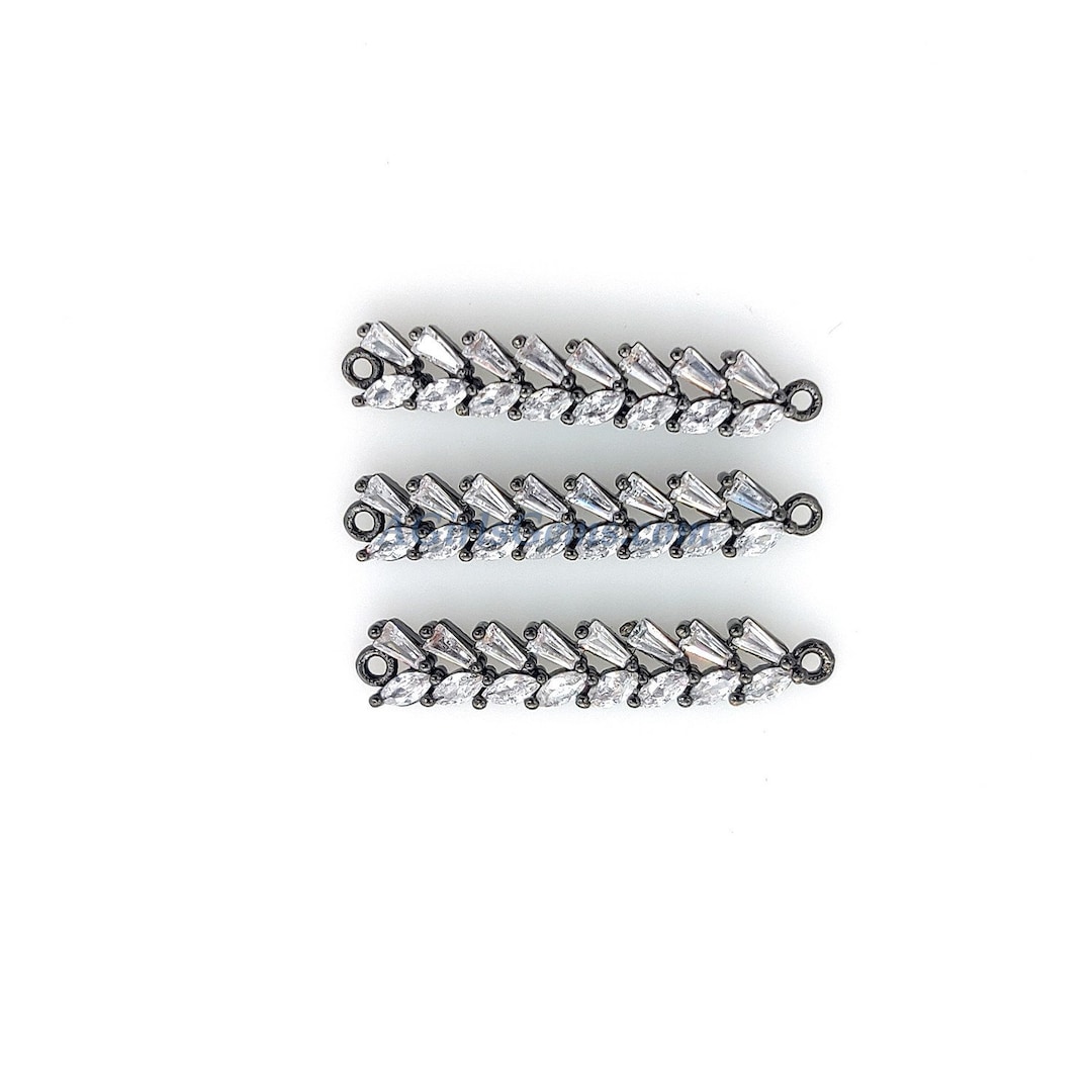 CZ Micro Pave Curved Bar Connectors, Chevron Fishtail Links for ...