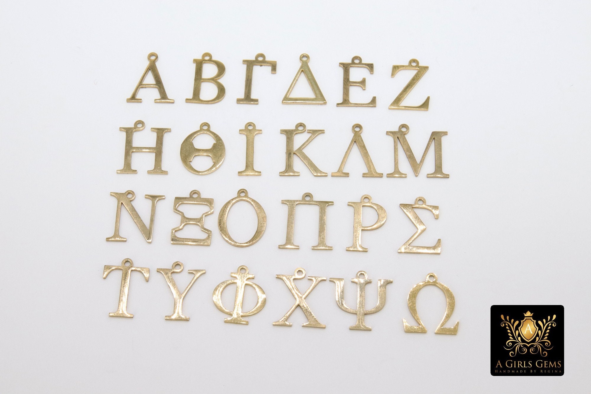 Greek Alphabet Gold Charms, Initial Letters in Stainless Steel, Initial ...