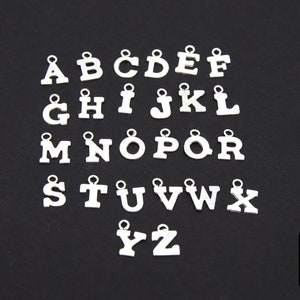 925 Sterling Silver Letter Charms, 6 X 8 Mm Silver Alphabet Letters ...