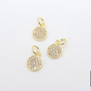 Silver Oxidized CZ Pave Disc Charm, 14 K Gold, 925 Sterling Silver ...