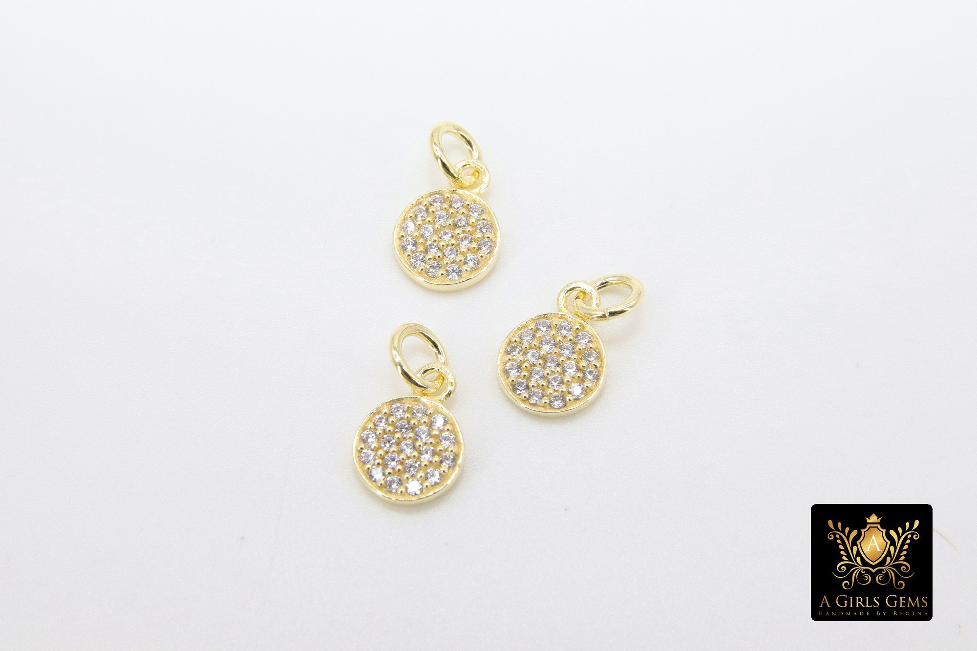 Silver Oxidized CZ Pave Disc Charm 14 K Gold 925 Sterling - Etsy