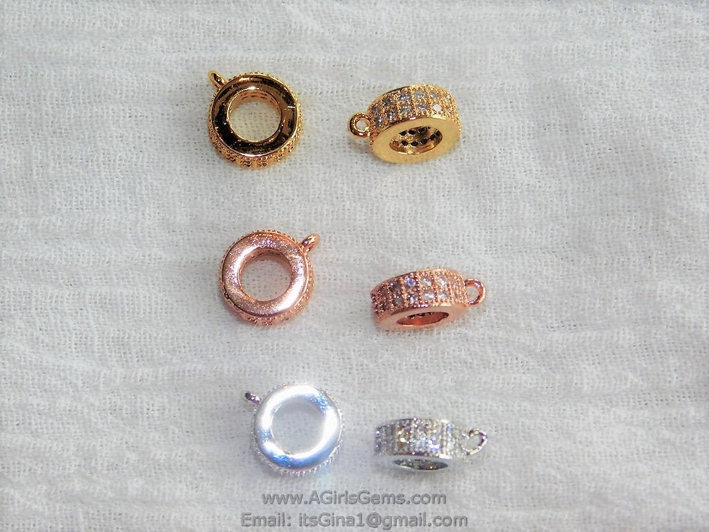 CZ Pave Charm Holder Connector Rings 2 Cubic Zirconia Rows - Etsy
