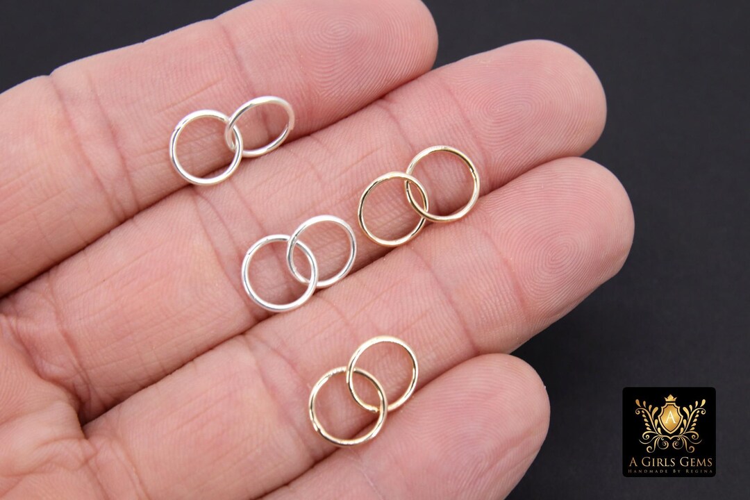 14 K Gold Filled Two Circle Link Ring, 10 Mm 925 Sterling Silver Double Interlocking Rings #2623 ...