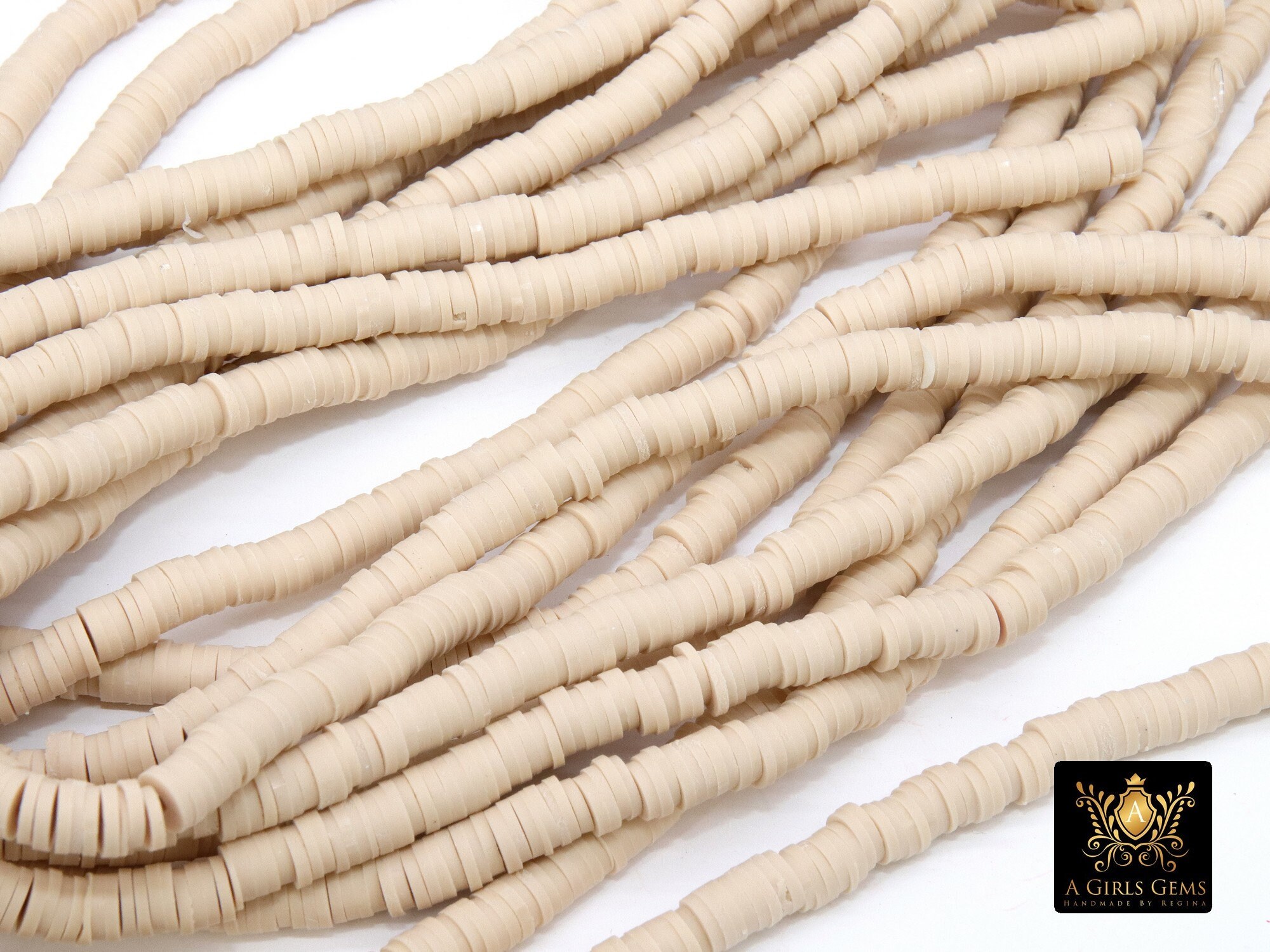 6 Mm Clay Flat Beads Beige Heishi Beads in Polymer Clay Disc - Etsy