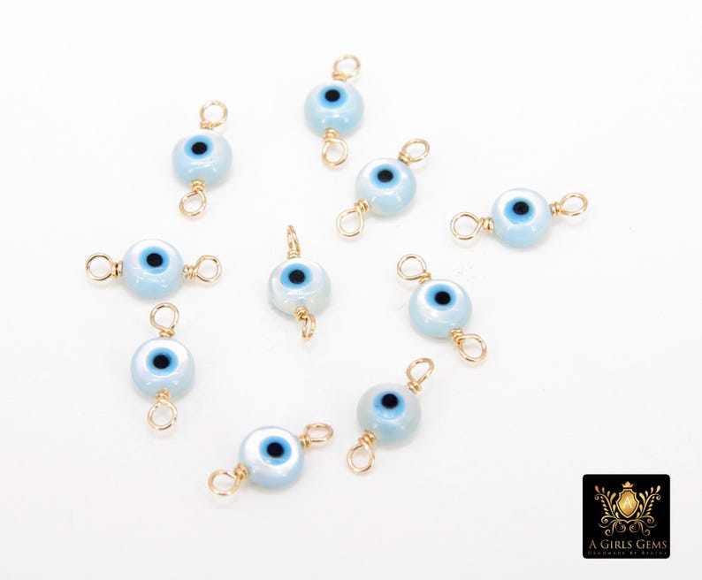 14 K Gold Filled Evil Eye Connector, 5 Mm 925 Sterling Silver Round ...