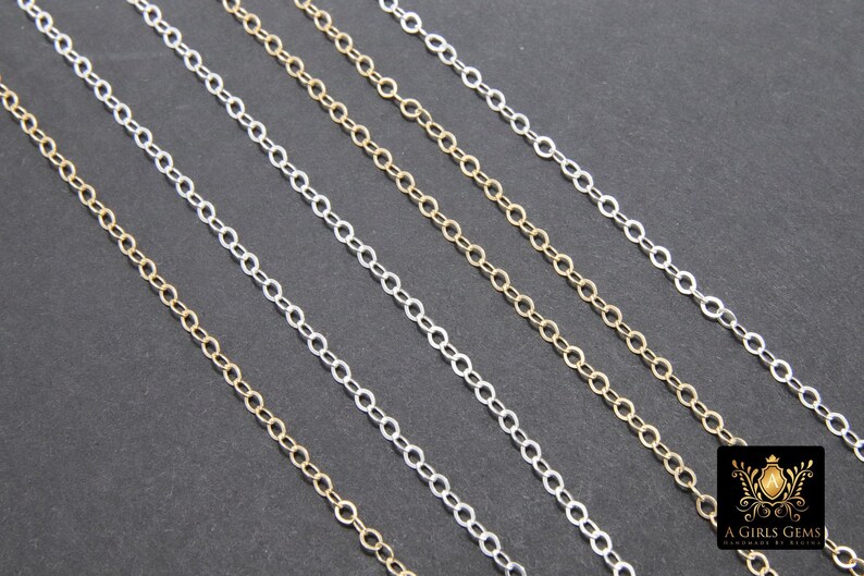 14 K Gold Filled Hammered Cable Chains 2.4 X 1.9 Mm 925 - Etsy
