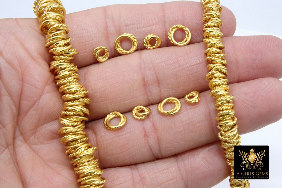 Gold Double Ring Spacer Beads, 20-160 Pcs Round Brushed Love Knot Rings ...