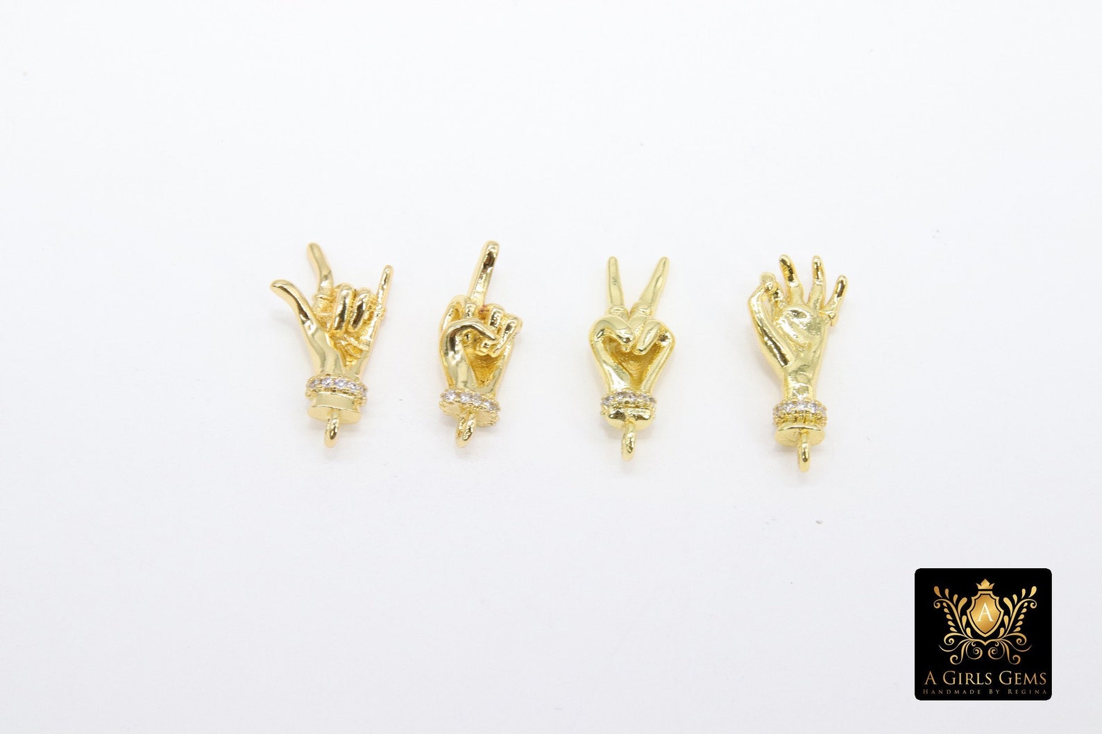 Hand Finger Sign Charms 2 Pc Gold Middle Finger Pendant - Etsy