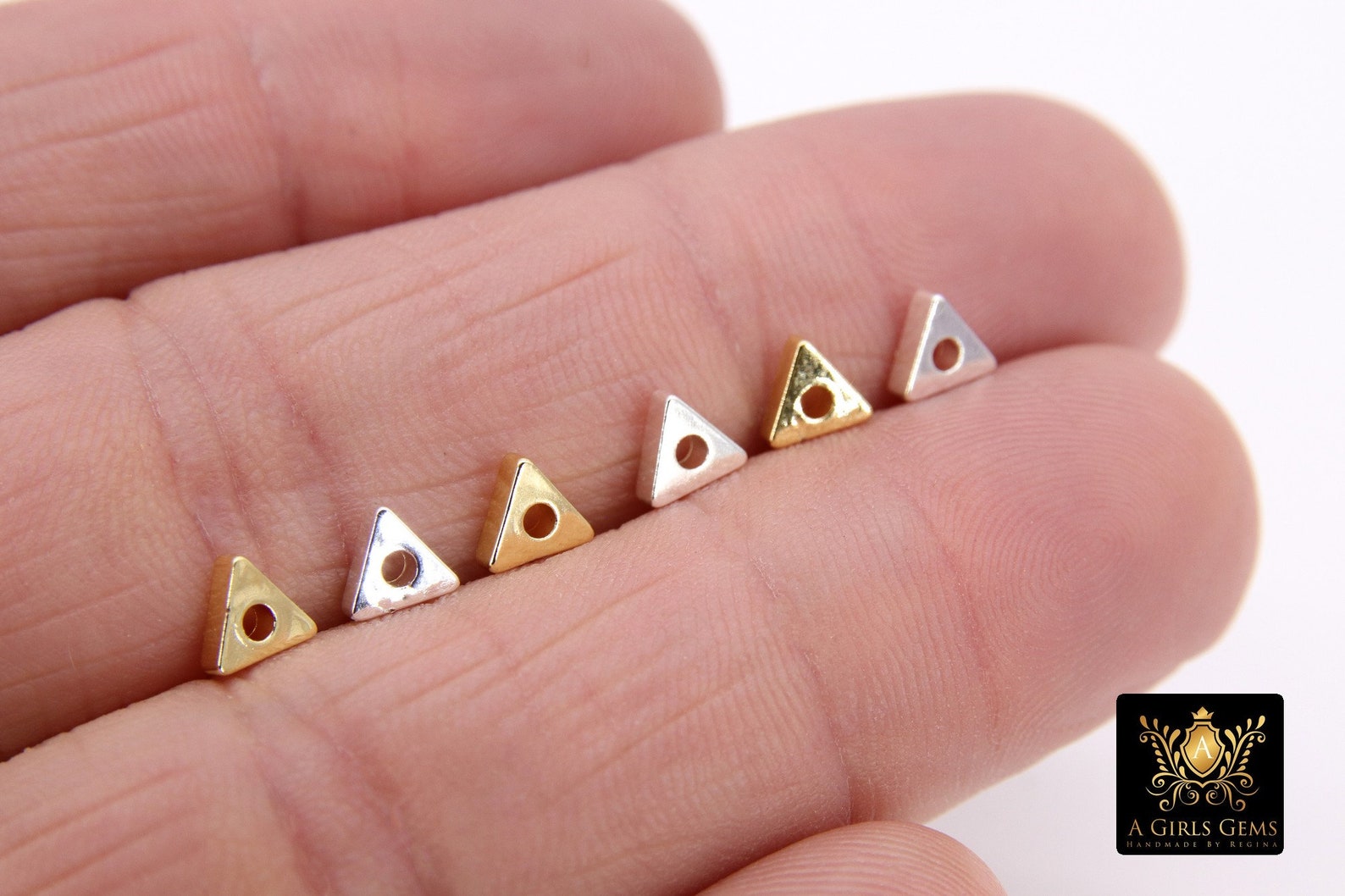 6 Mm Triangle Rondelle Spacer Beads, 20 Pc Flat Triangle Shaped # 3377 ...