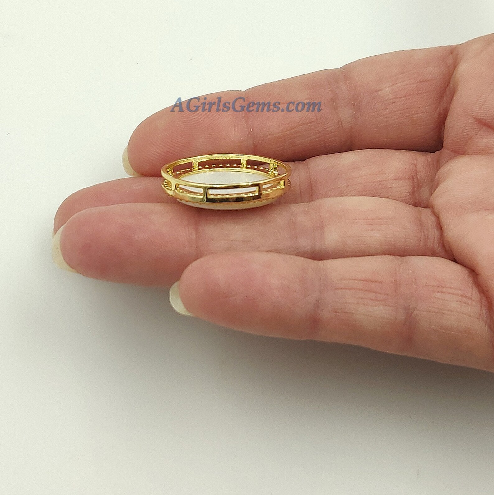 CZ Micro Pave St Benedict Shell Gold Gilding, Mother of Pearl San ...