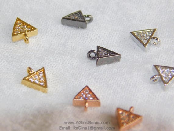 Small Triangle Charm 3 Pcs CZ Pave Tiny Triangle Charms | Etsy