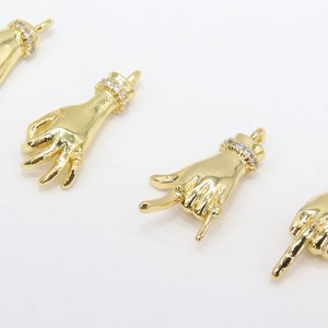 Hand Finger Sign Charms, 2 Pc Gold Middle Finger Pendant #2716, I Love ...
