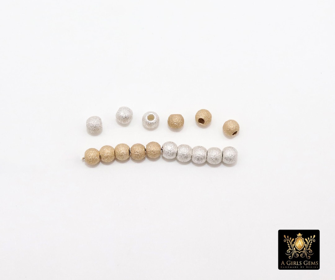14 K Gold Filled Round Sparkle Beads, 925 Sterling Silver Seamless ...