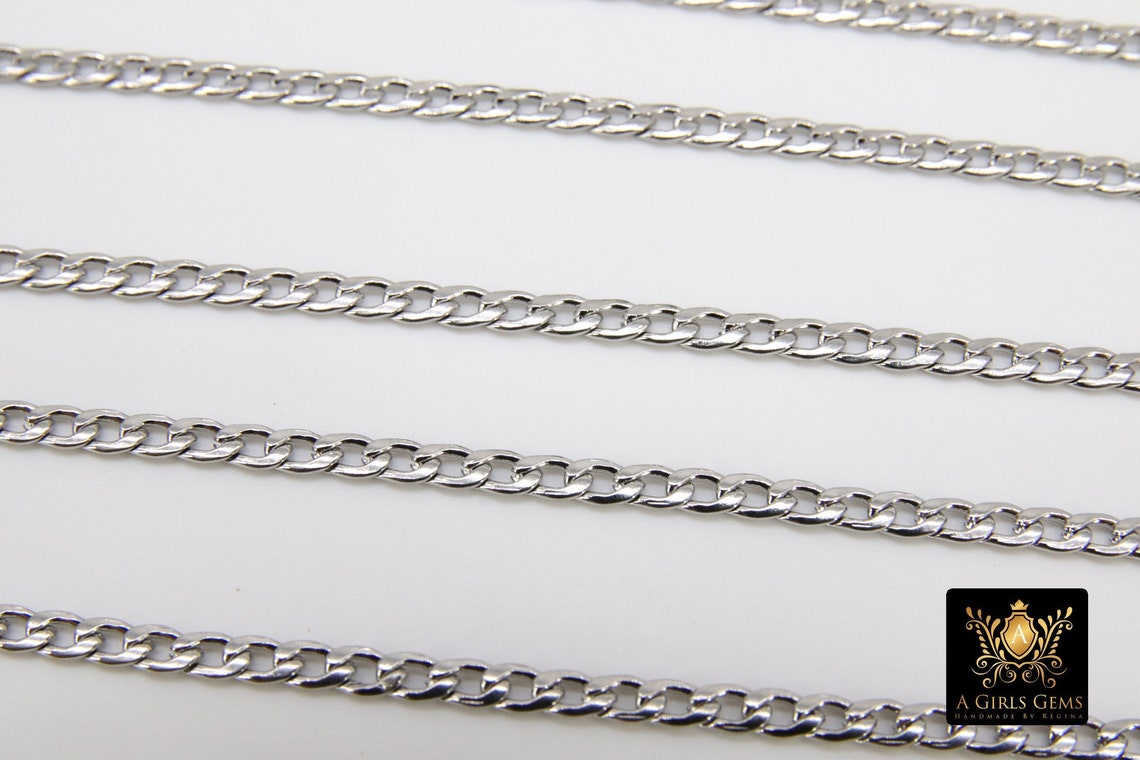 Stainless Steel Chain 304 Silver Flat Dainty Curb Chains 5 | Etsy