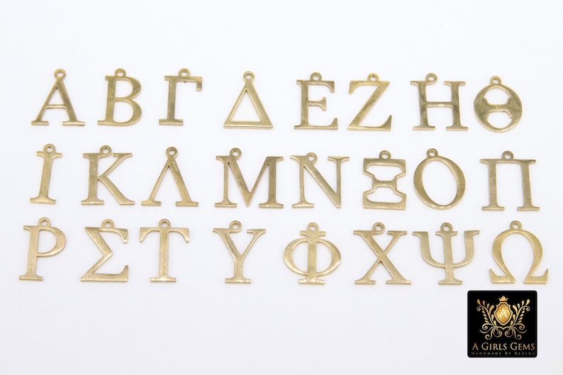 Greek Alphabet Gold Charms, Initial Letters in Stainless Steel, Initial ...