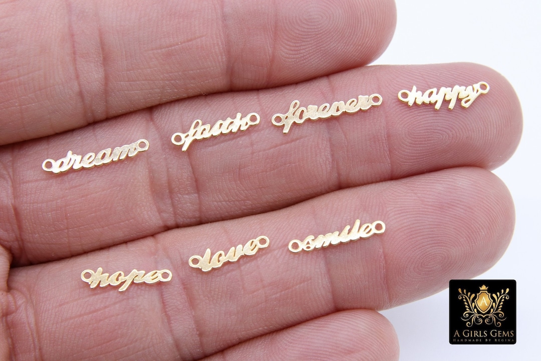 14 K Gold Filled Love Connectors, Inspirational Script Dog Tag # 3510 ...