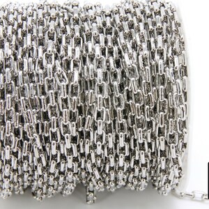 Silver Box Chains, Rectangle Box Chains CH #140, Thick 5.0 X 3.5 Mm ...