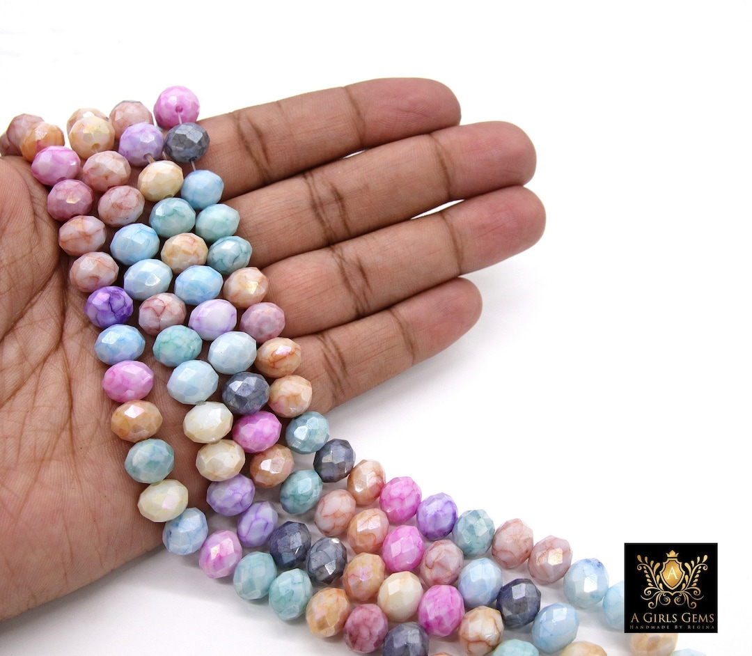 Multi Color Crystal Beads, Faceted Spring Easter Crystal Rondelle BS ...