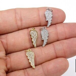 CZ Micro Pave Angel Wings, Tiny Gold Guardian Angel Jewelry,ag 80 ...