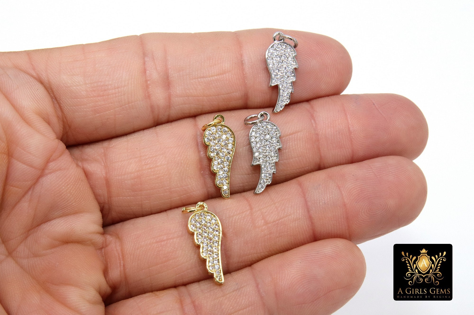 CZ Micro Pave Angel Wings Tiny Gold Guardian Angel Jewelryag - Etsy