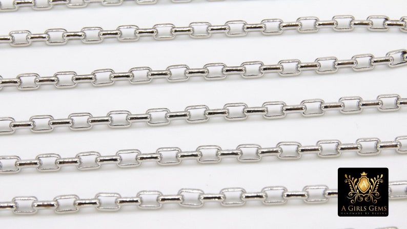 Silver Box Chains Rectangle Box Chains Thick 5.0 X 3.5 Mm - Etsy