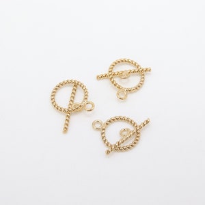 14 K Gold Filled Toggle Clasp, Round Spiral Twist Clasps With Toggle ...