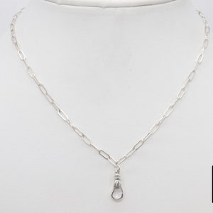 Silver Swivel Fob Chain Necklace, 925 Sterling Silver Drawn Rectangle ...