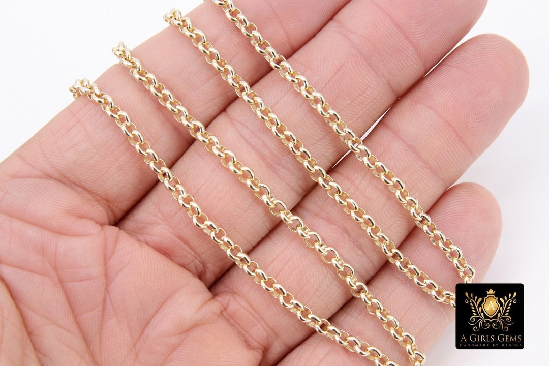14 K Gold Filled Rolo Chains, 3.7 Mm Thick Unfinished Rolo CH #764 ...