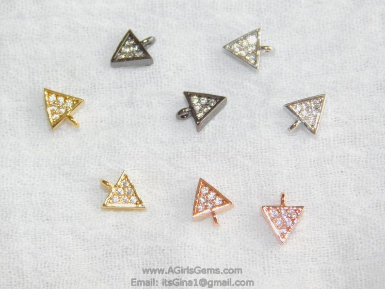 Small Triangle Charm 3 Pcs CZ Pave Tiny Triangle Charms | Etsy