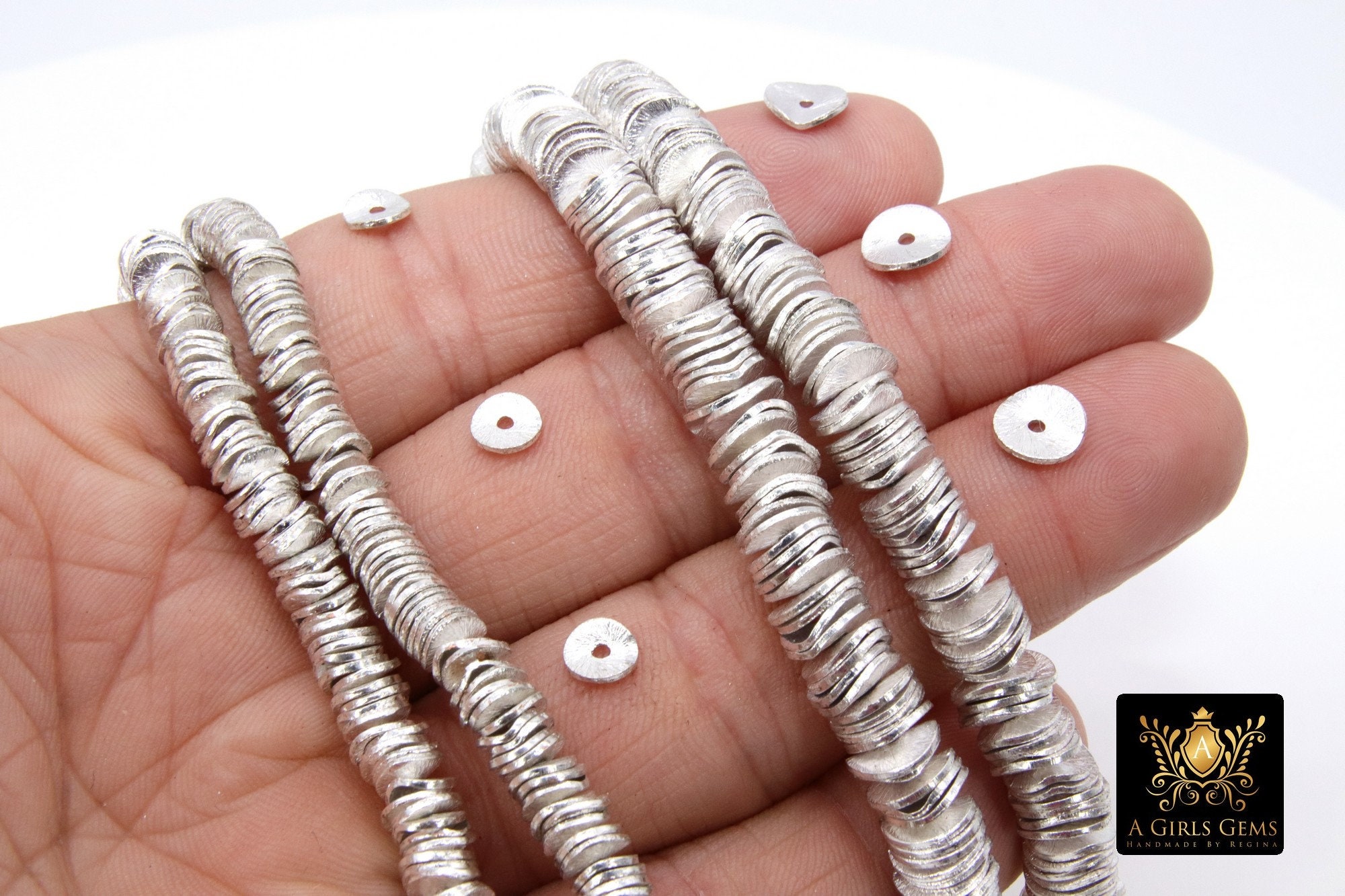 Brushed Silver Wavy Spacer Beads, Round Potato Chip Metal Discs, 20 Pcs ...