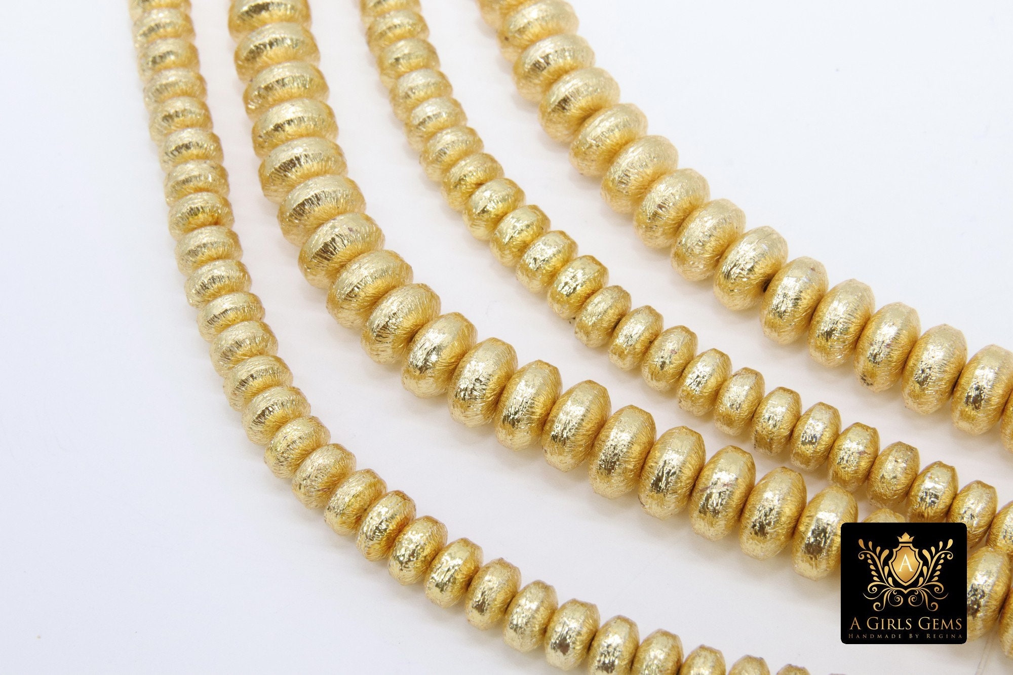 Brushed Gold Rondelle Beads, 20 Pc Round Metal Saucer Beads #2958, 6 Mm ...