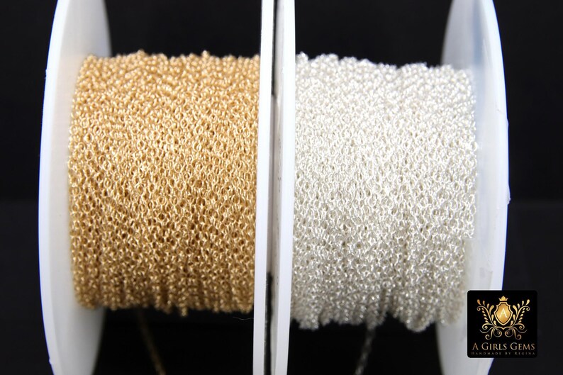 14 K Gold Filled Hammered Cable Chains, 2.4 X 1.9 Mm 925 Sterling ...