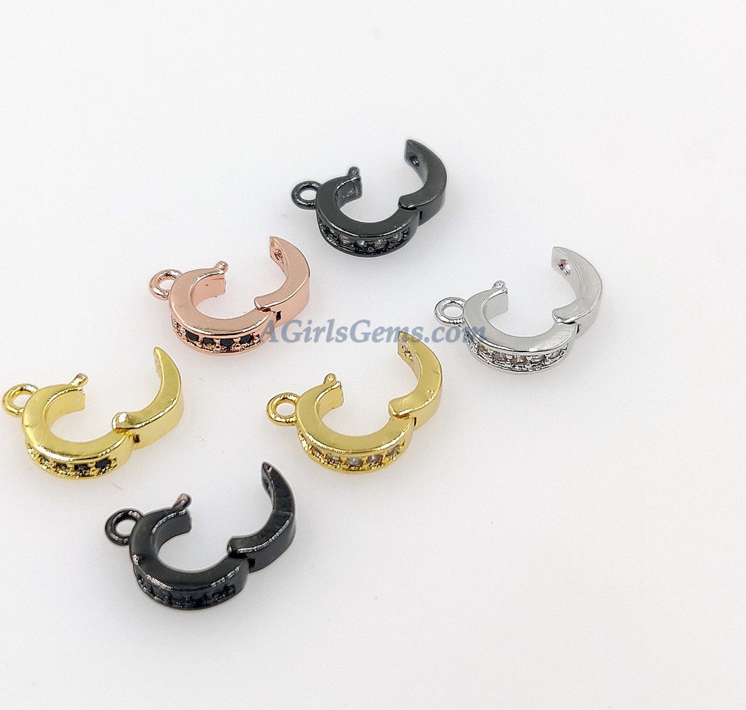 Bail Enhancer Ring Clasps or Bail, 3 Pcs Black or Rose Gold CZ Pave ...