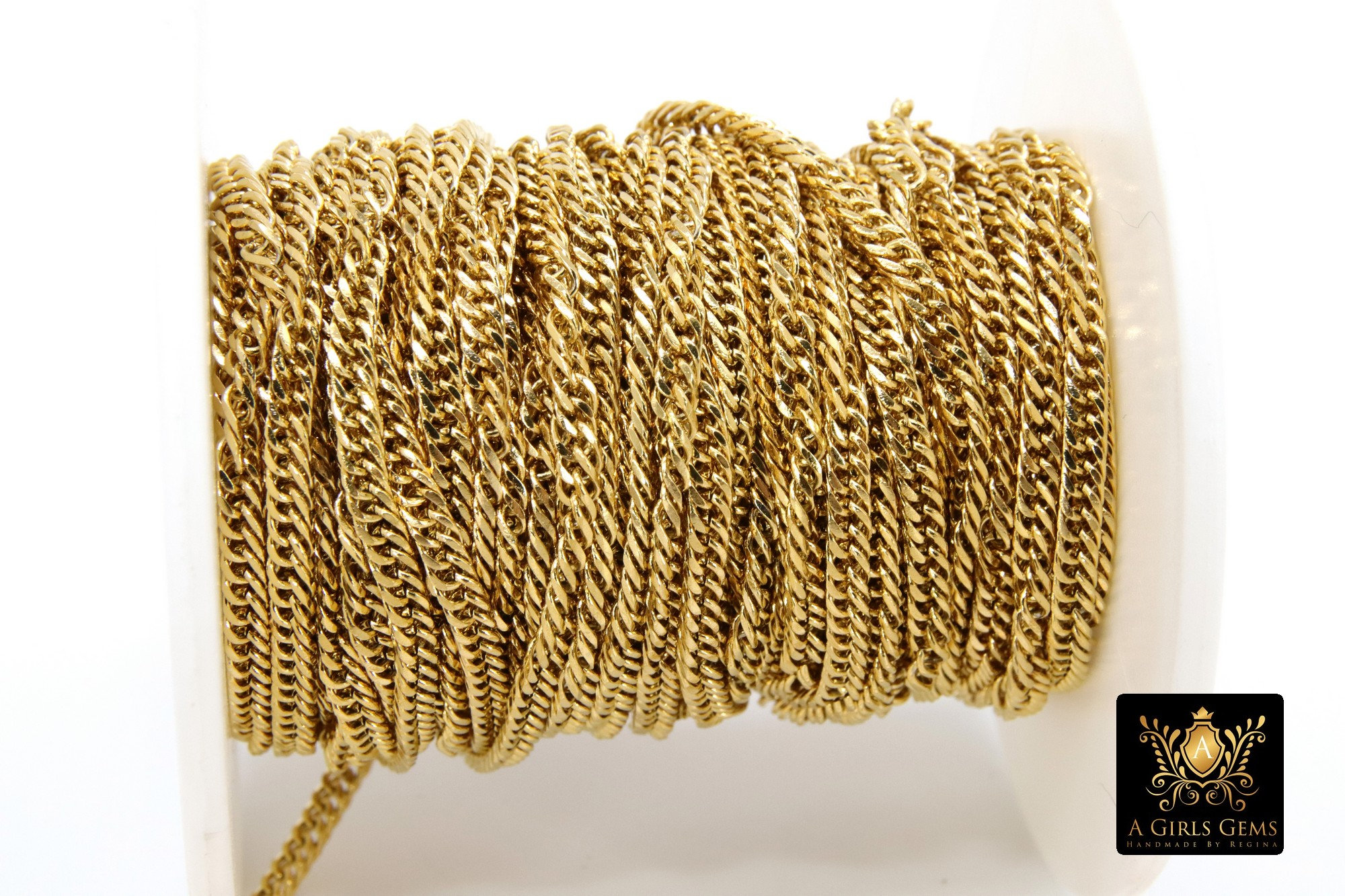 Stainless Steel Chain 304 Gold Faceted Dainty Curb 3.5 Mm | Etsy