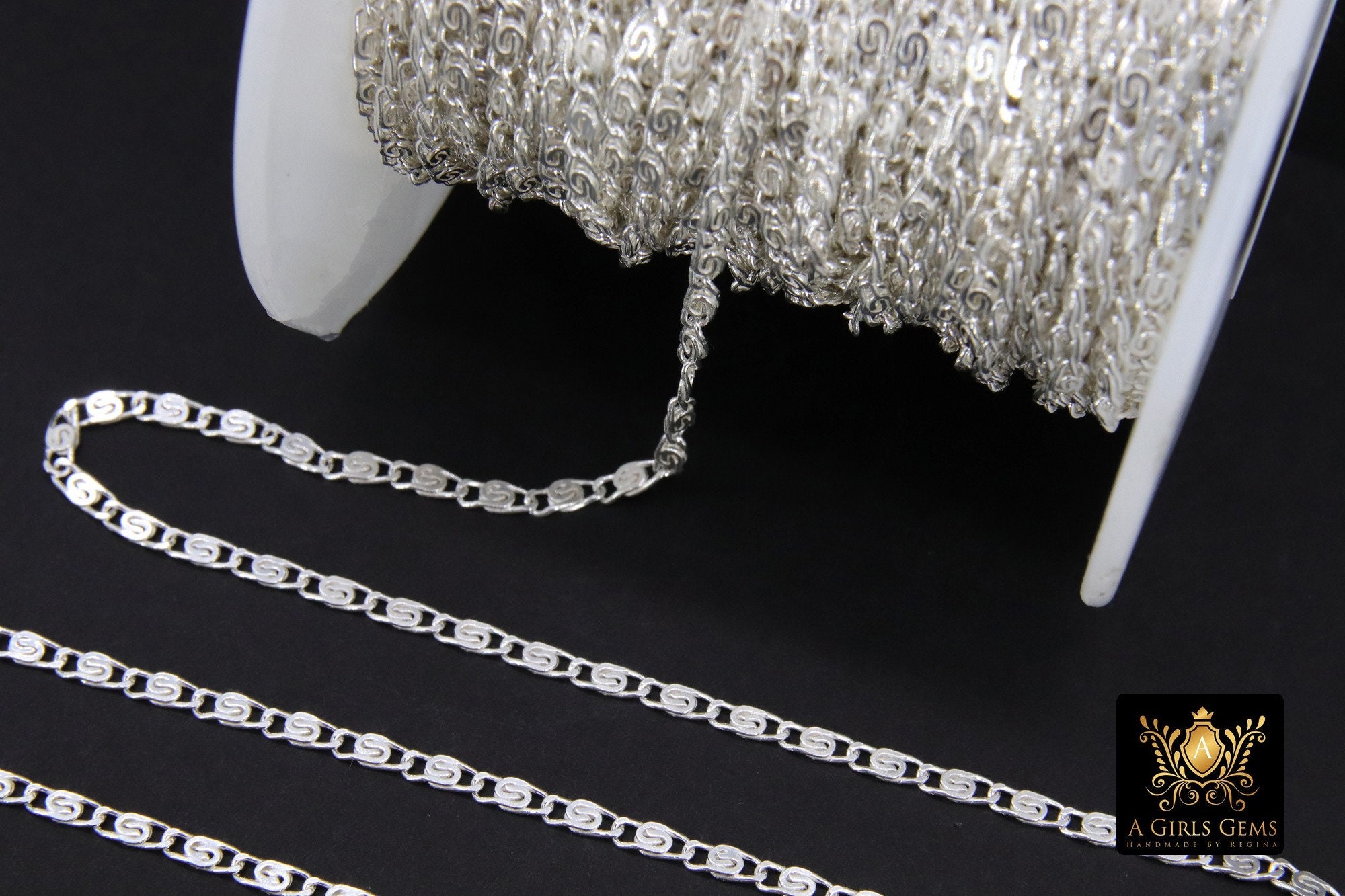 925 Sterling Silver Bar Chain, 6 Mm Silver Sequin Chains CH 925 Sterling Silver Bar Chain, 6 Mm Silver Sequin Chains CH