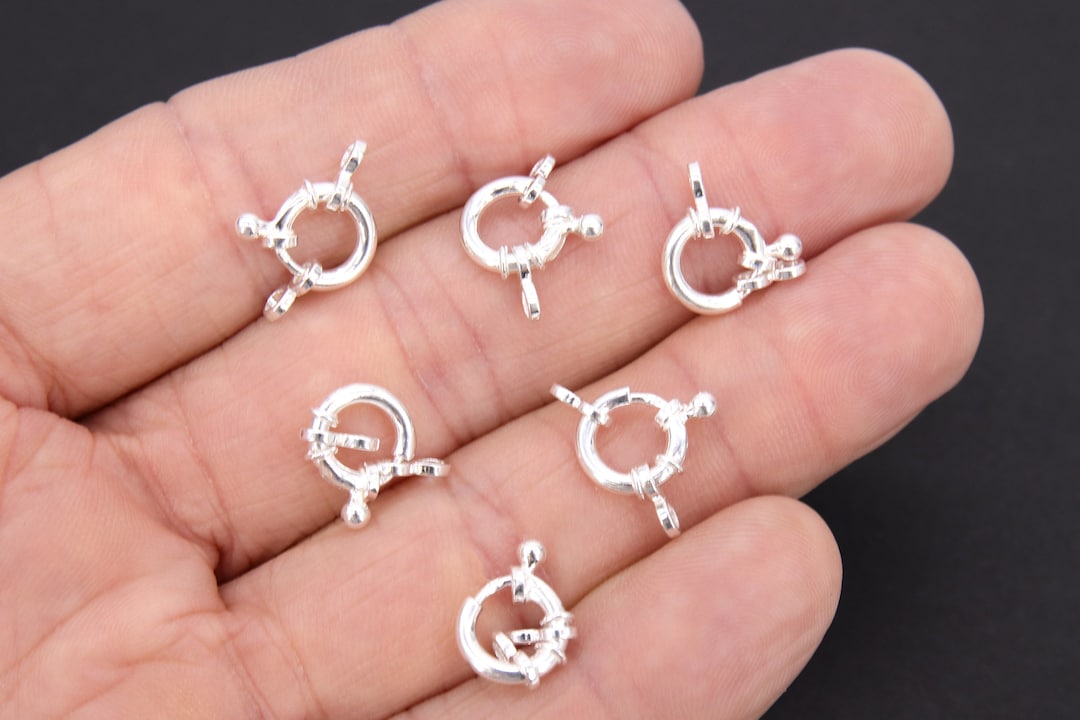 925 Sterling Silver Spring Ring Clasps, 10.8 Mm Large Bolt Clasp #640 ...