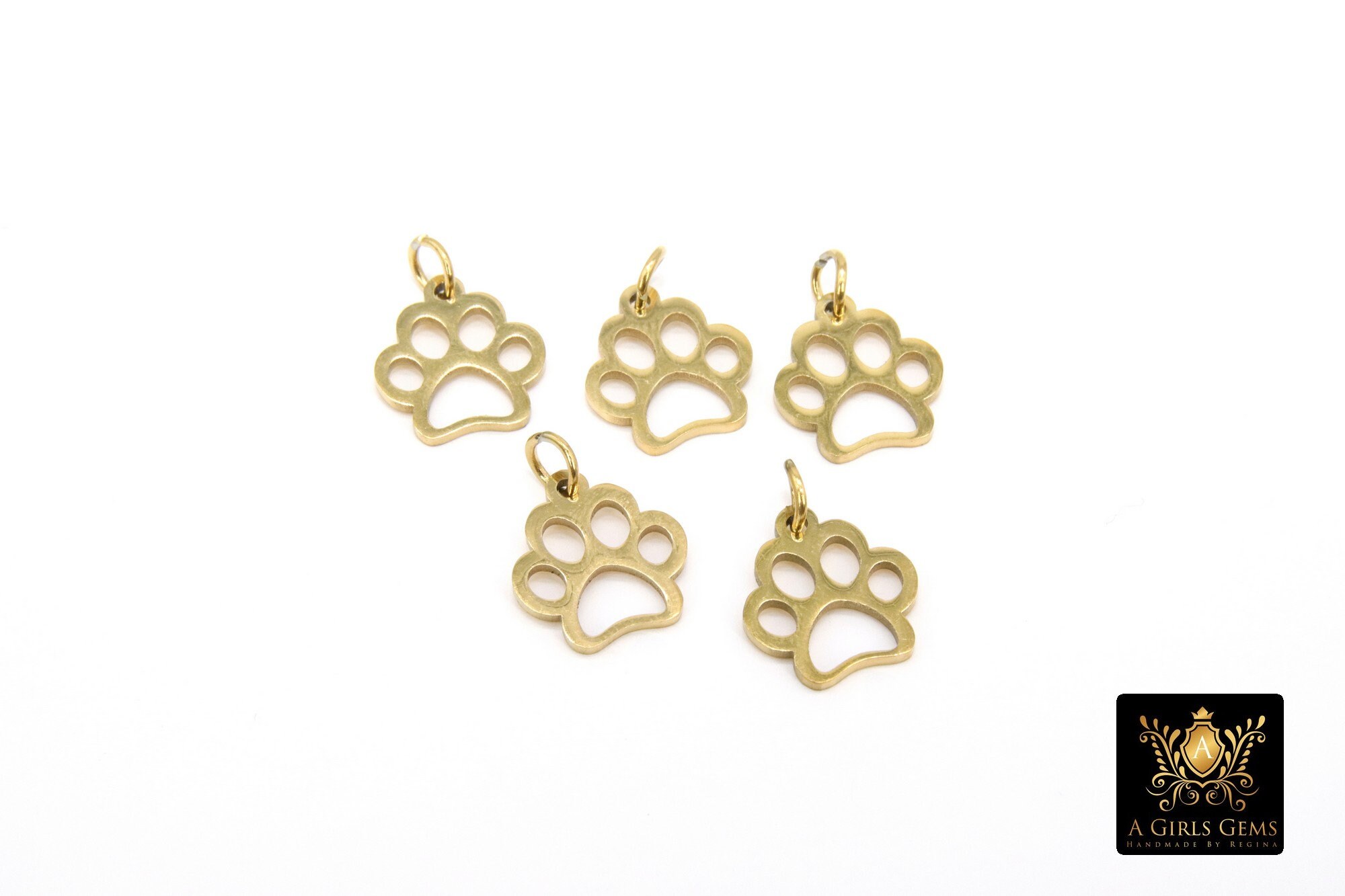 Tiger Paw Charm Gold Steel Dog Paw Charms 412 Dog Paw Steel | Etsy