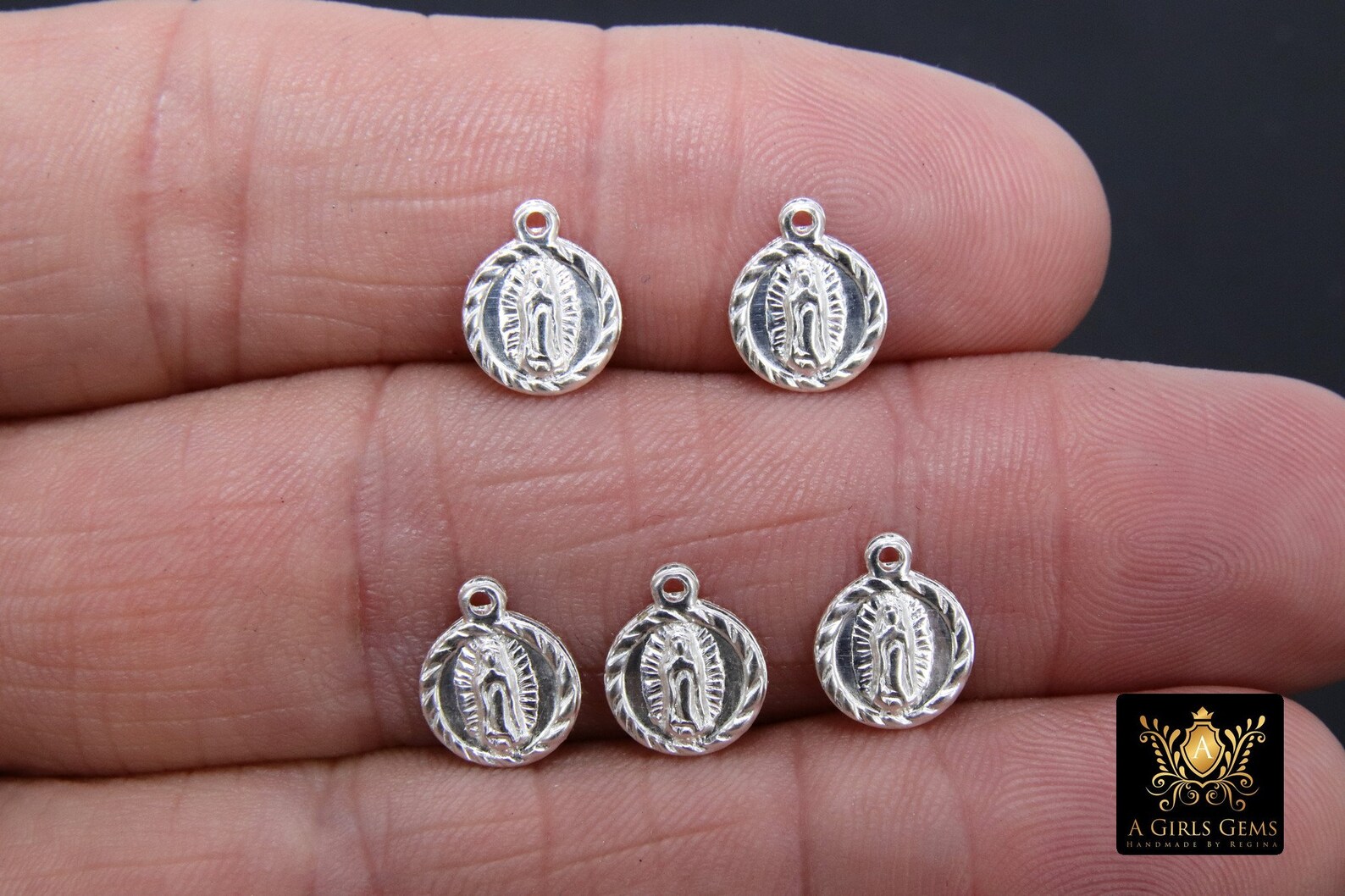 925 Silver Virgin Mary Charms, 14 Mm Virgin Guadalupe # 896, Blessed ...