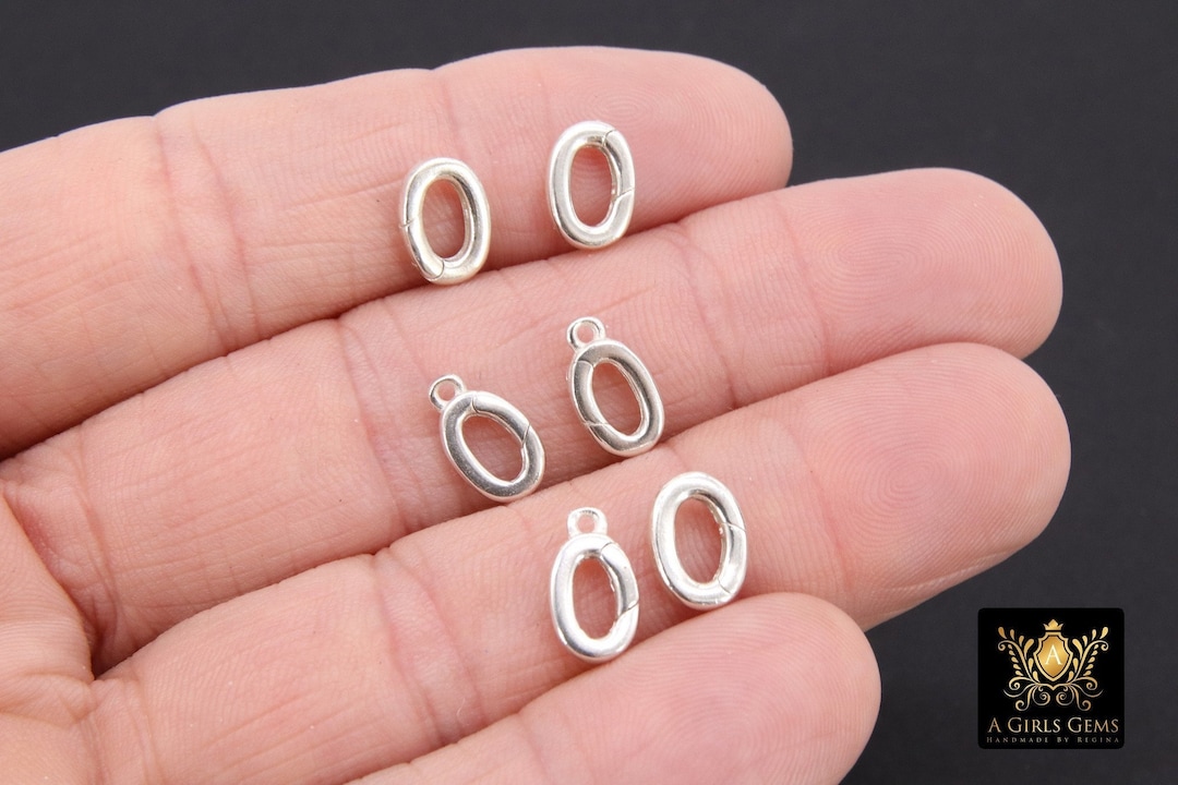 925 Sterling Silver Oval Push Clasp, 10 Mm Silver Spring Oval Shaped ...