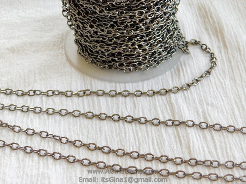 Large Cable Chain, 4 X 6 Mm Necklace Chain -gunmetal Black Rhodium ...