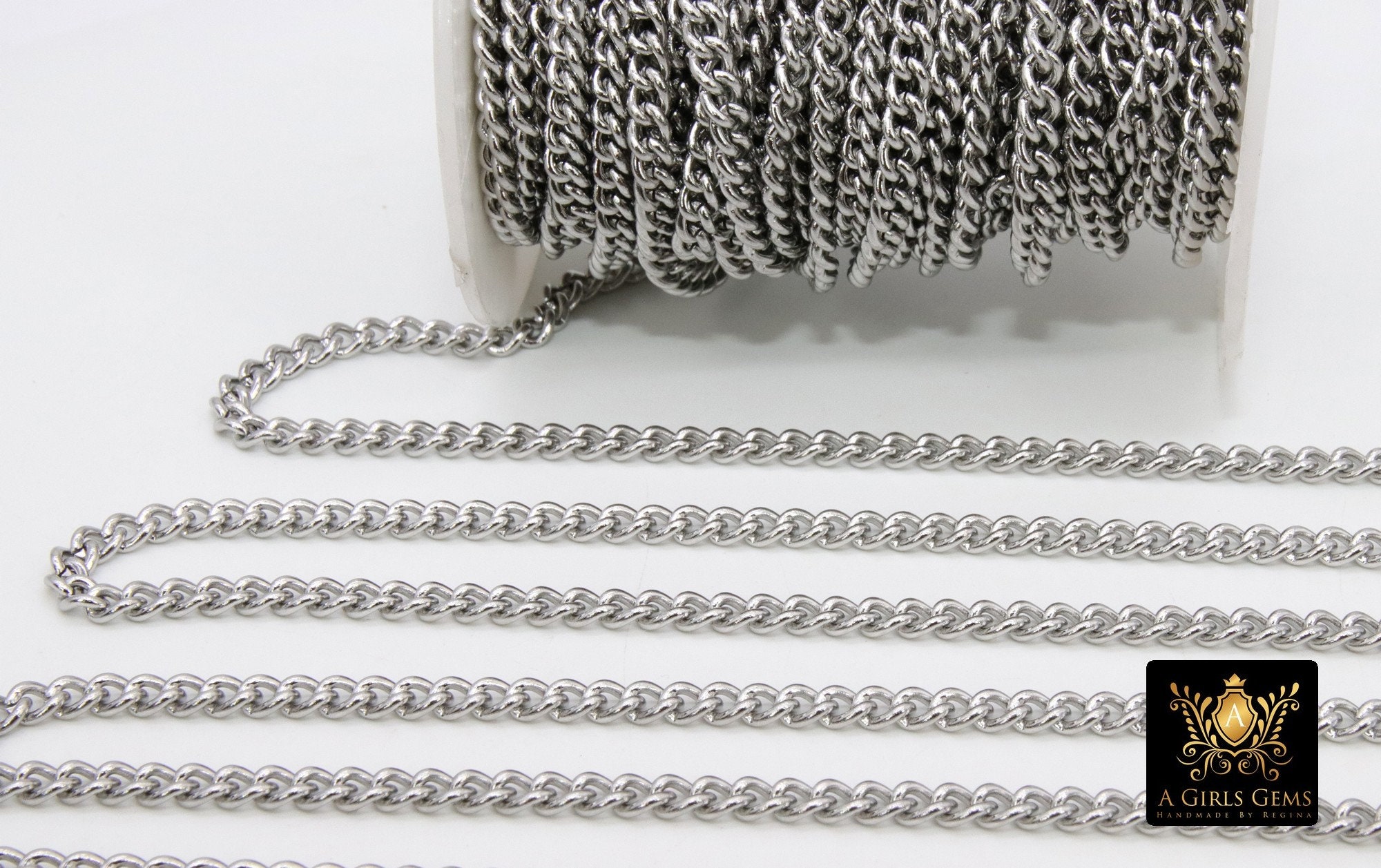 Stainless Steel Chain 304 Silver Flat Dainty Curb Chains - Etsy