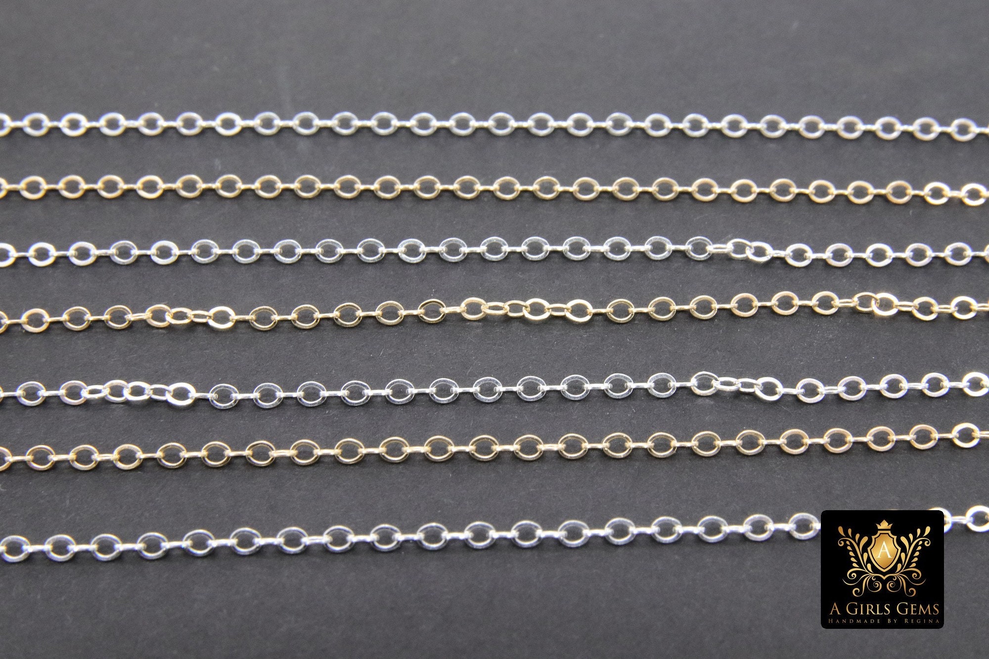 14 K Gold Filled Hammered Cable Chains 2.1 Mm 925 Sterling - Etsy