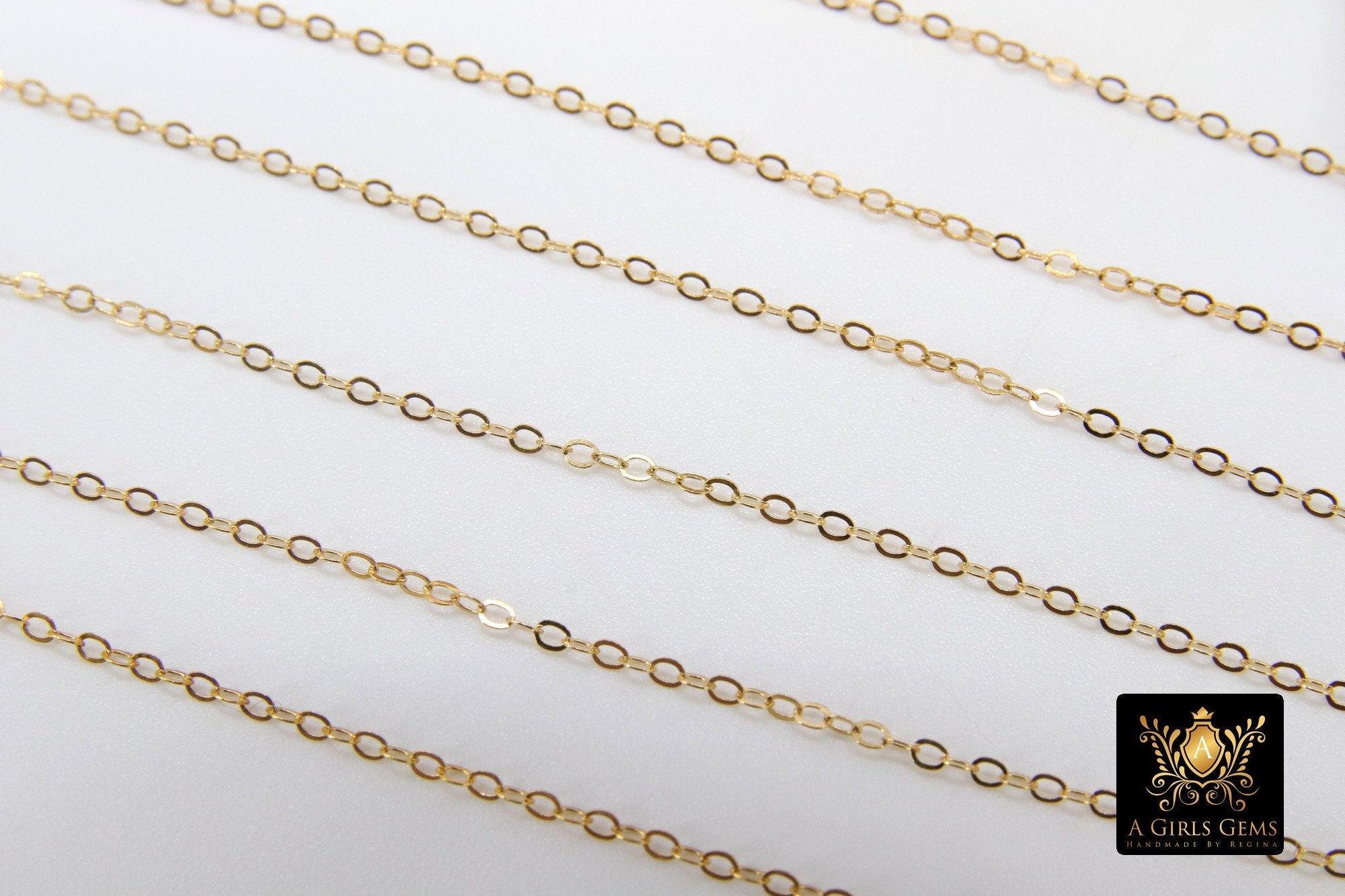 14 K Gold Filled Hammered Cable Chains, 14 20 Unfinished by the Foot CH ...