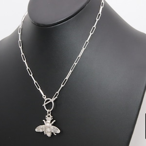 Queen Bee Chain Necklace, 925 Sterling Silver Toggle, Bumble Bee ...