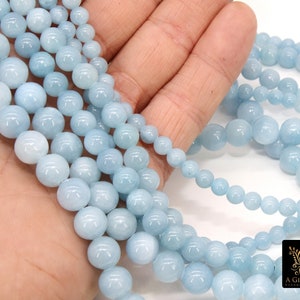 Powder Blue Beads, Smooth Round Light Blue Beads BS# 120, Size 6 Mm 8 ...