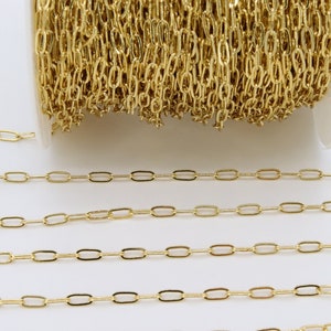 Rectangle Chain, Unfinished Gold Oval Dainty Chains CH #111, Bracelet ...