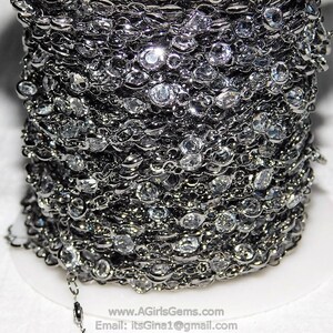 Gunmetal Black Clear Crystal Bezel Rosary Chain, Black Plated Connector ...